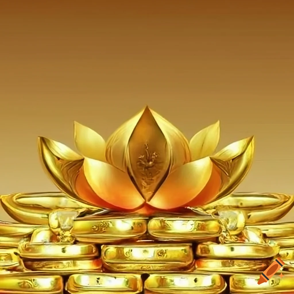 Golden lotus on a pile of gold