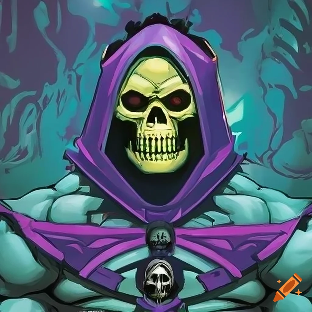 Cyberpunk skeletor in simon bisley style on Craiyon