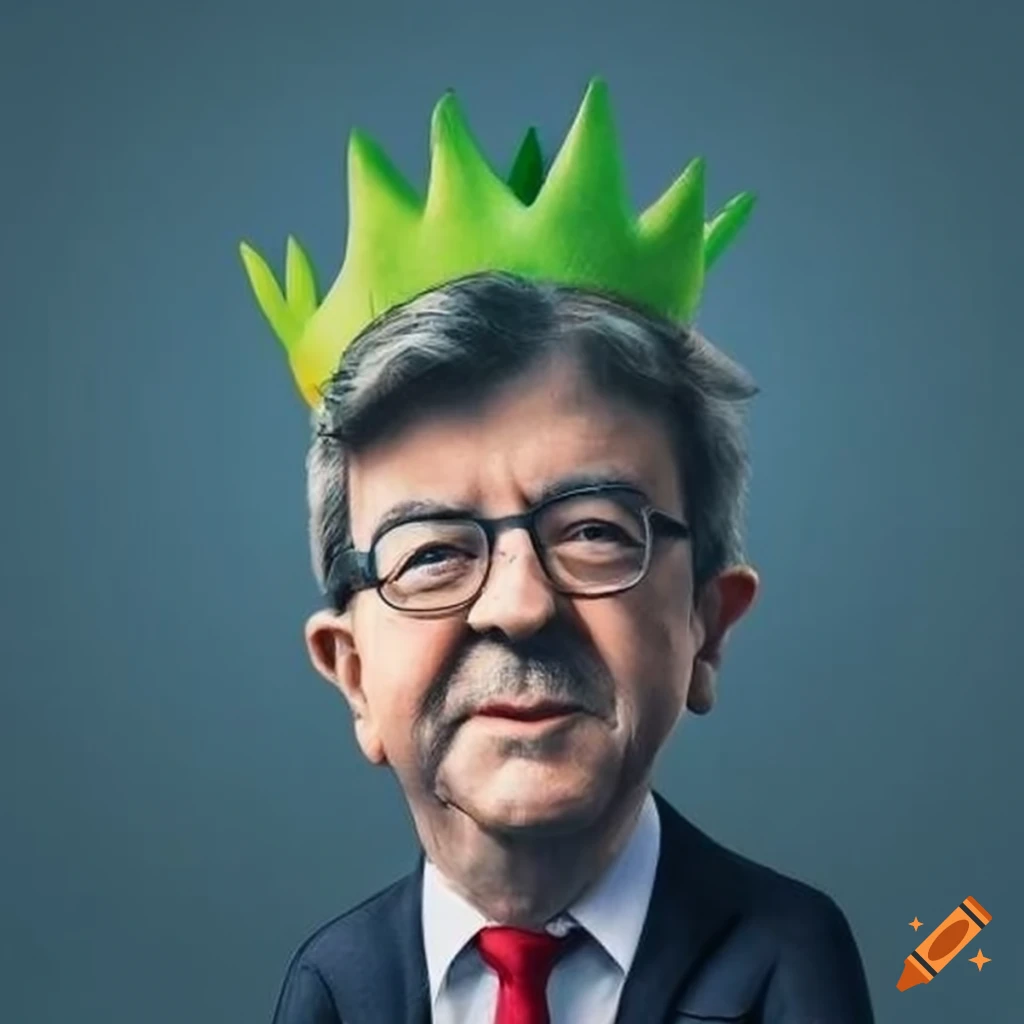 Portrait of jean-luc mélenchon with vegetable crown on Craiyon