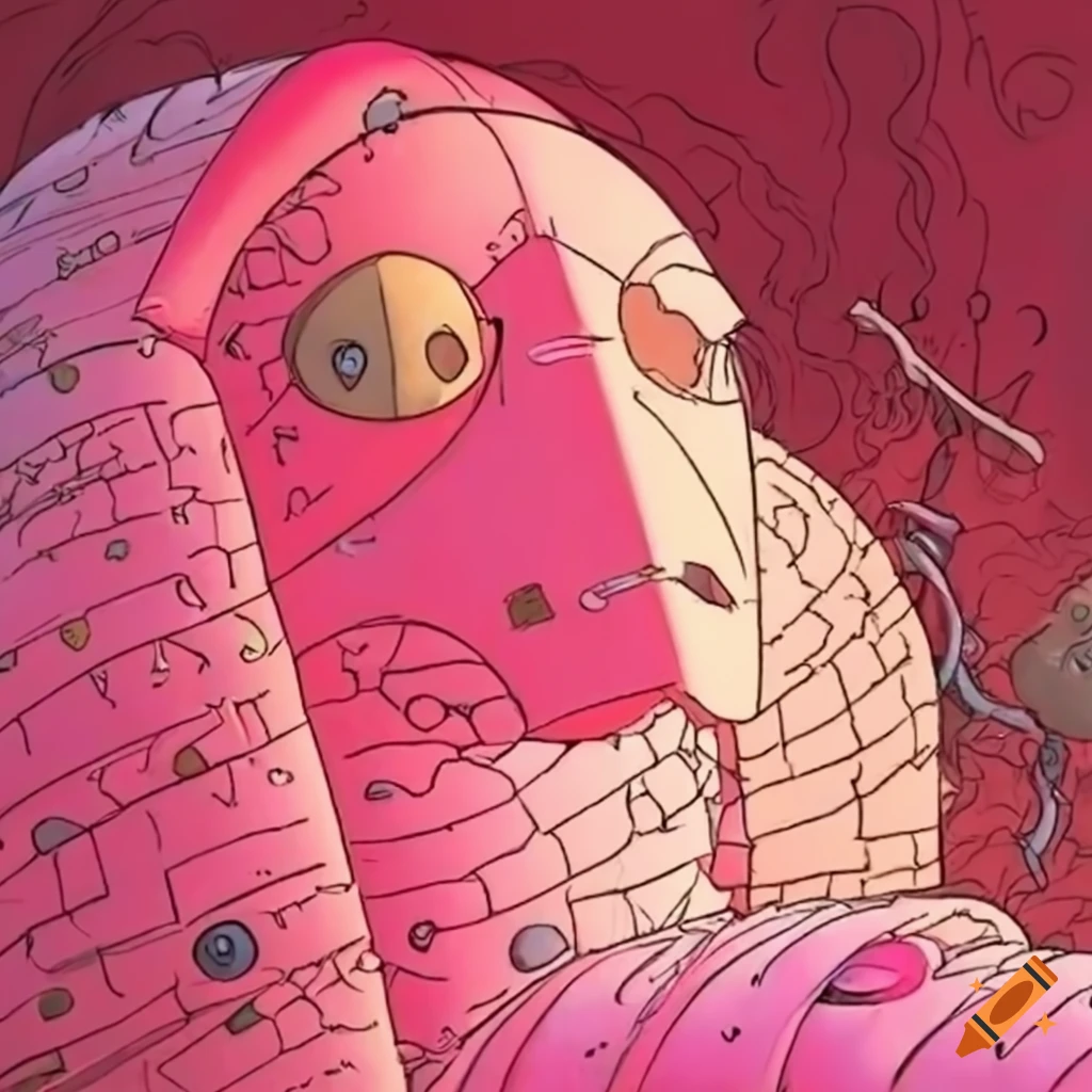 Abstract artwork of pink moebius bio machine