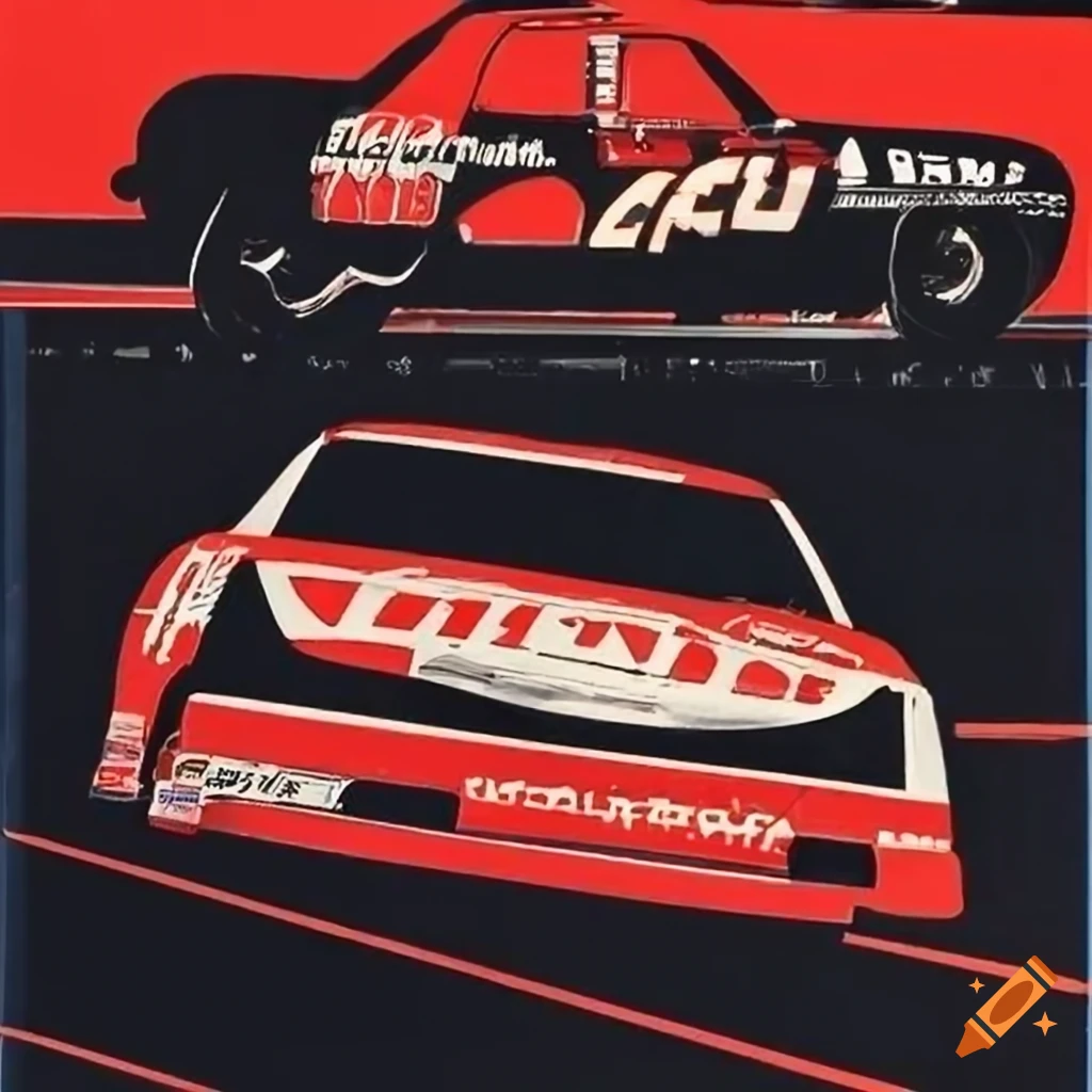 Vibrant nascar stock car racing poster from 1987