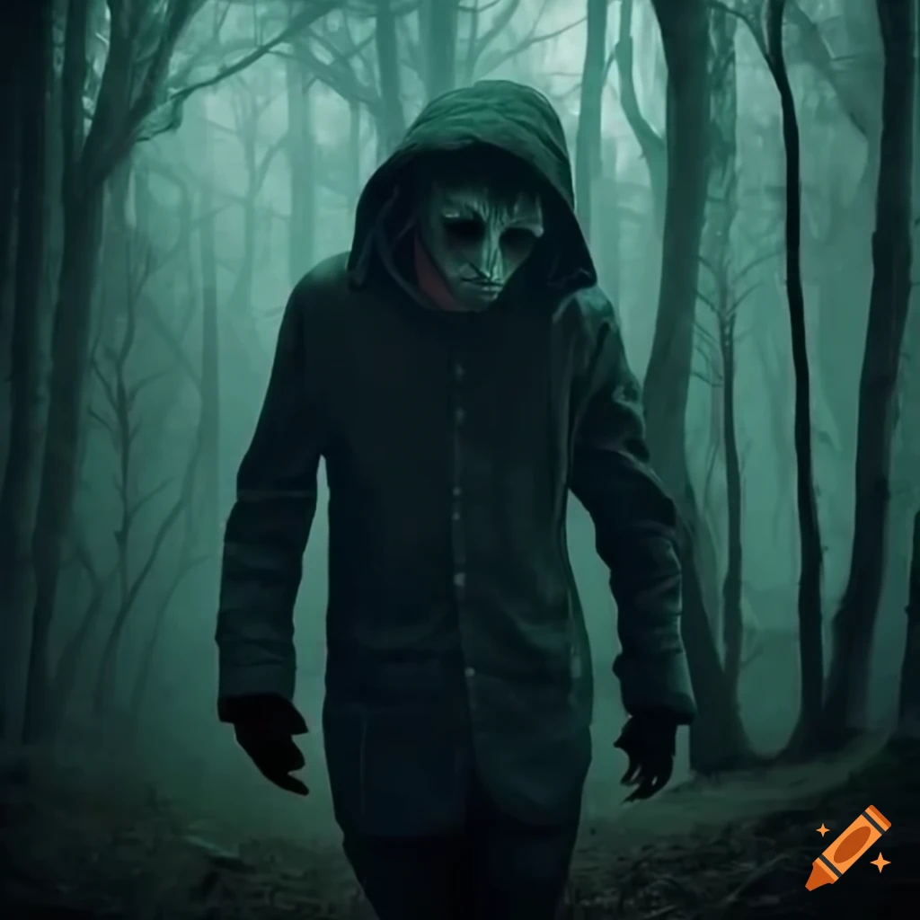 Hyperrealistic portrait of a hooded man with a decorated mask on Craiyon