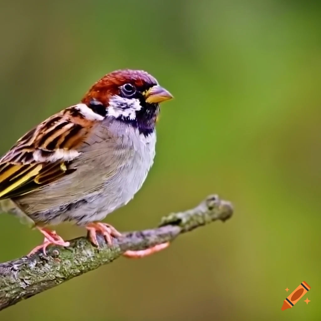 Sparrow perched on a branch on Craiyon