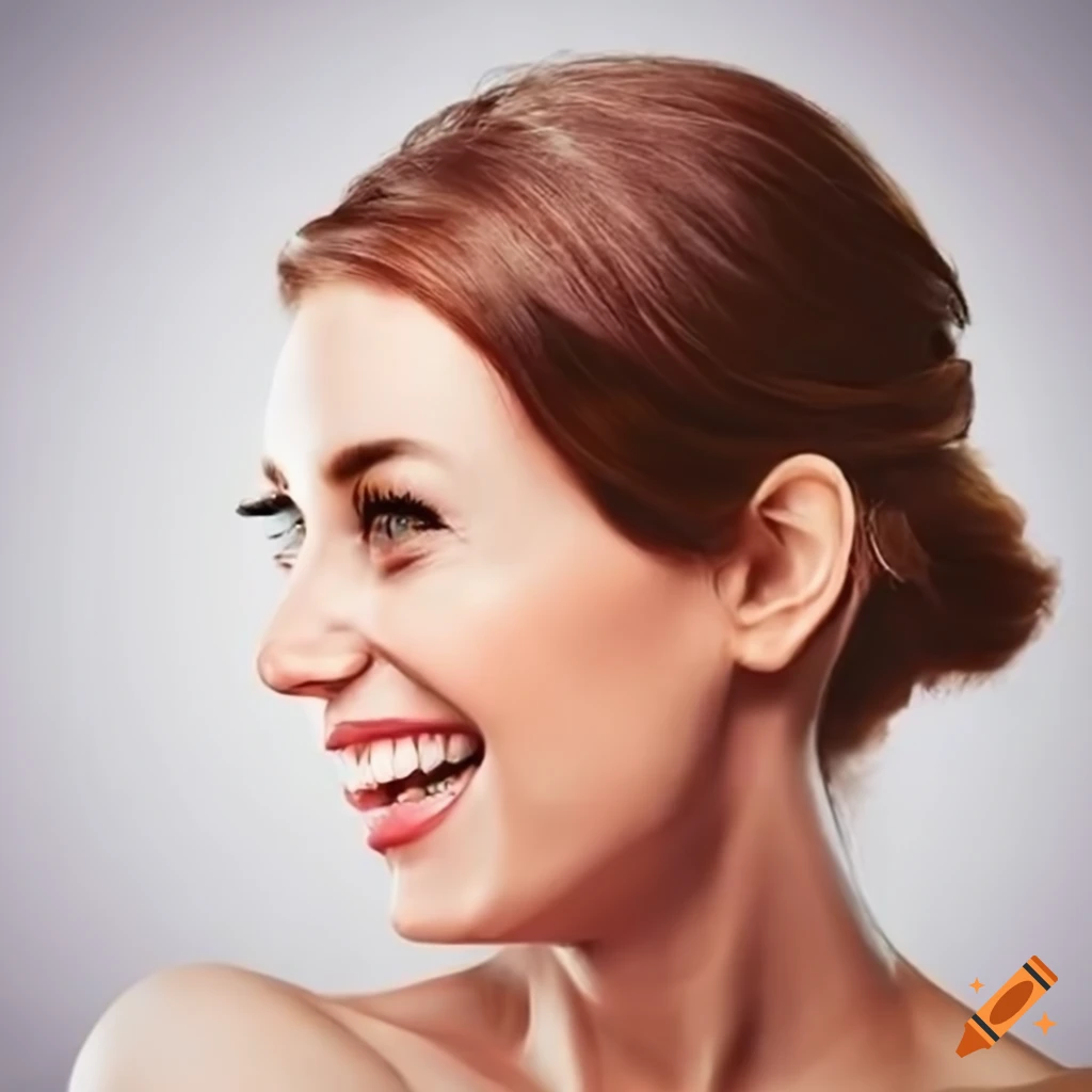 Smiling woman looking to the left on Craiyon