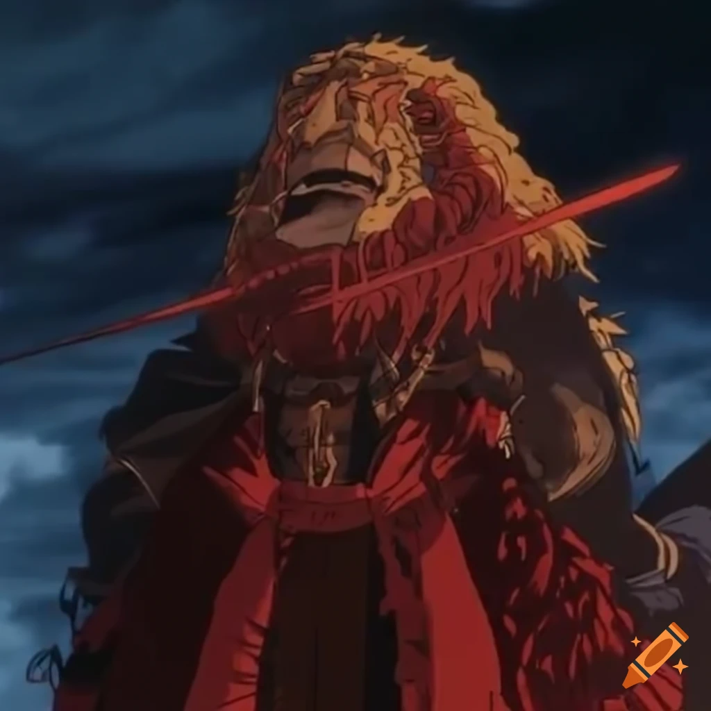 Anime ova poster featuring elden ring's general radahn