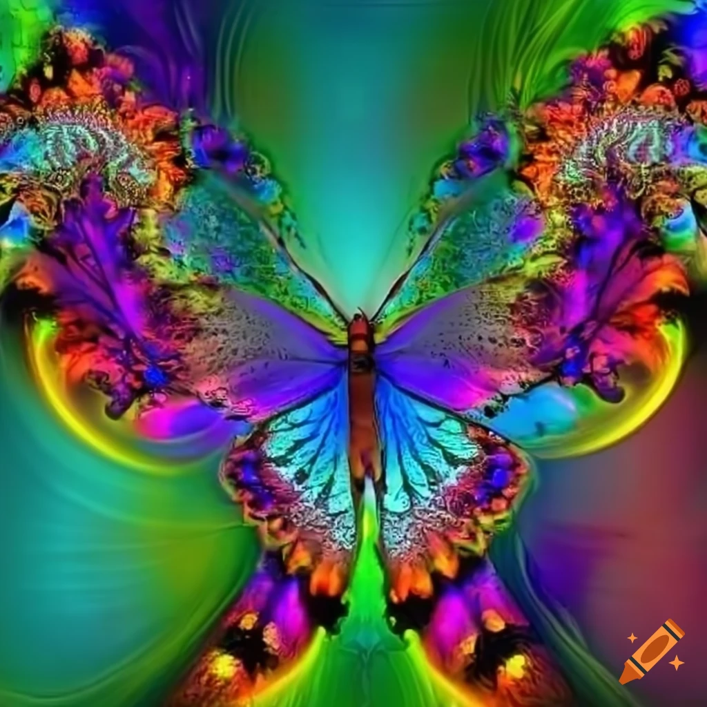 Fractal art of colorful butterflies on Craiyon