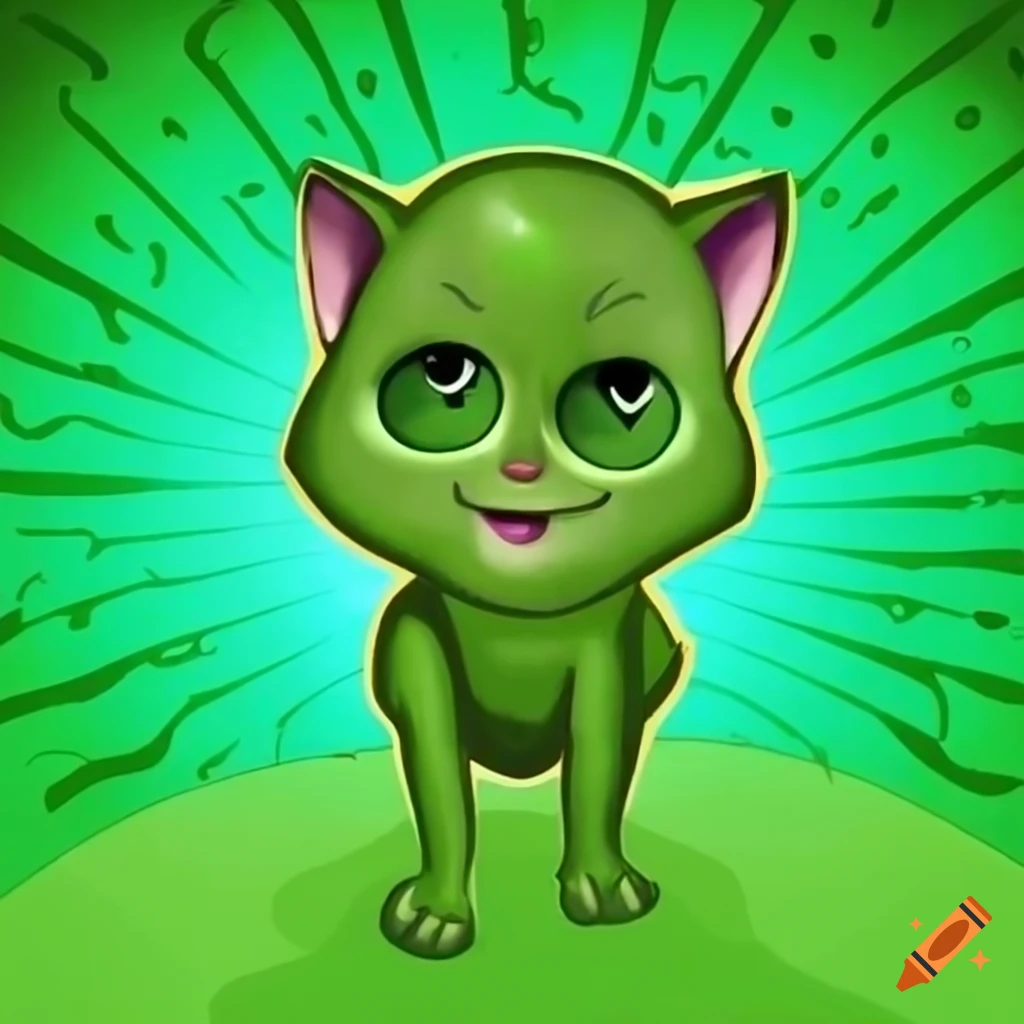 Cute green alien kitten running away on Craiyon