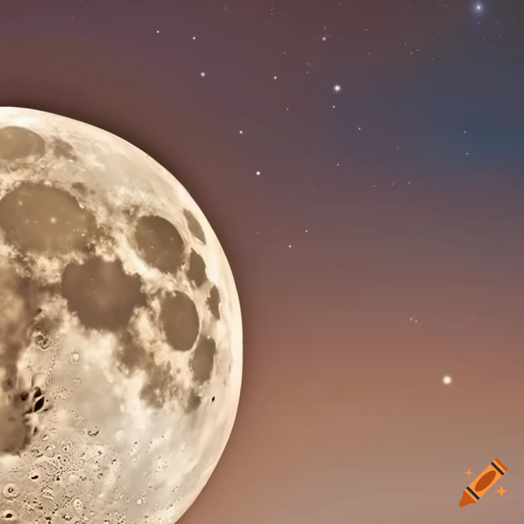 Cosmic background with a bright full moon