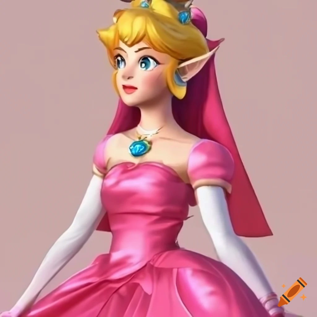 Link cosplaying as princess peach on Craiyon
