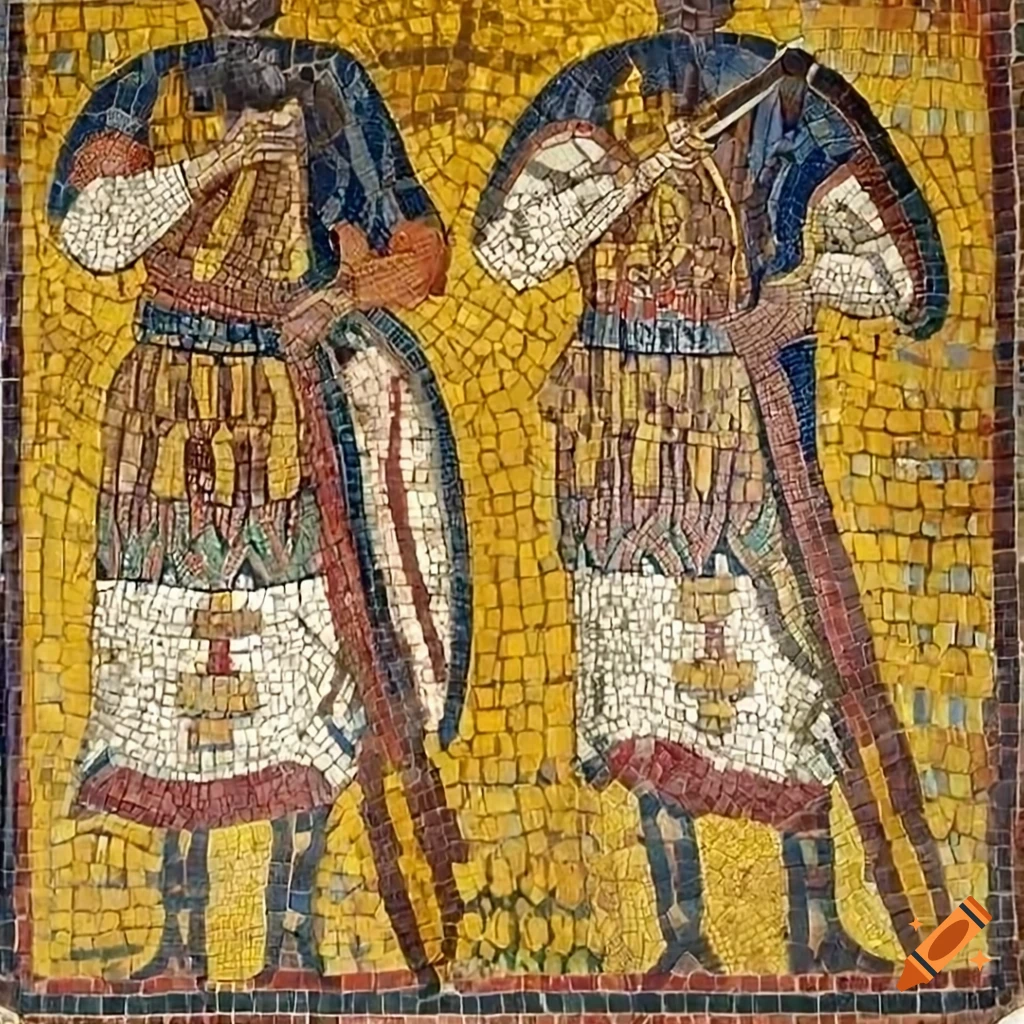 Hagia sophia byzantine soldier mosaic in lush jungle on Craiyon