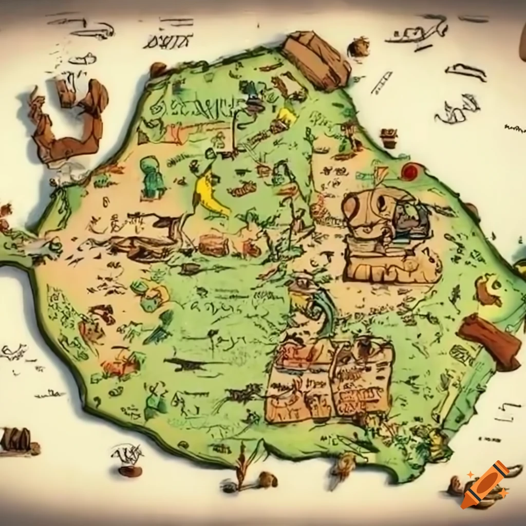 Map of salvatierra in asterix and obelix style on Craiyon