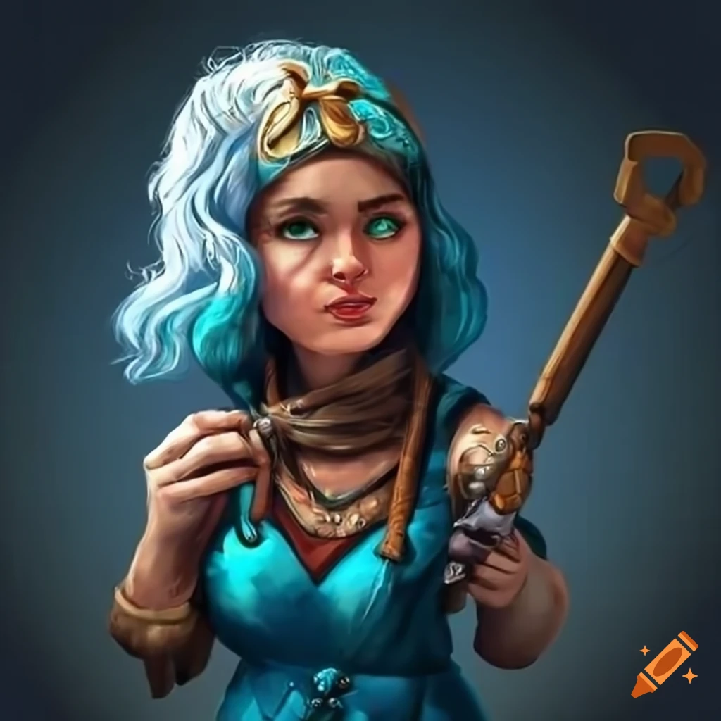 Illustration of a female dwarf sailing researcher