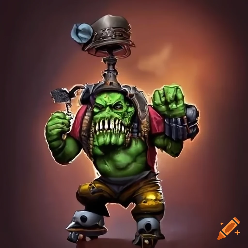 Image of an ork wearing roller skates and a propeller hat
