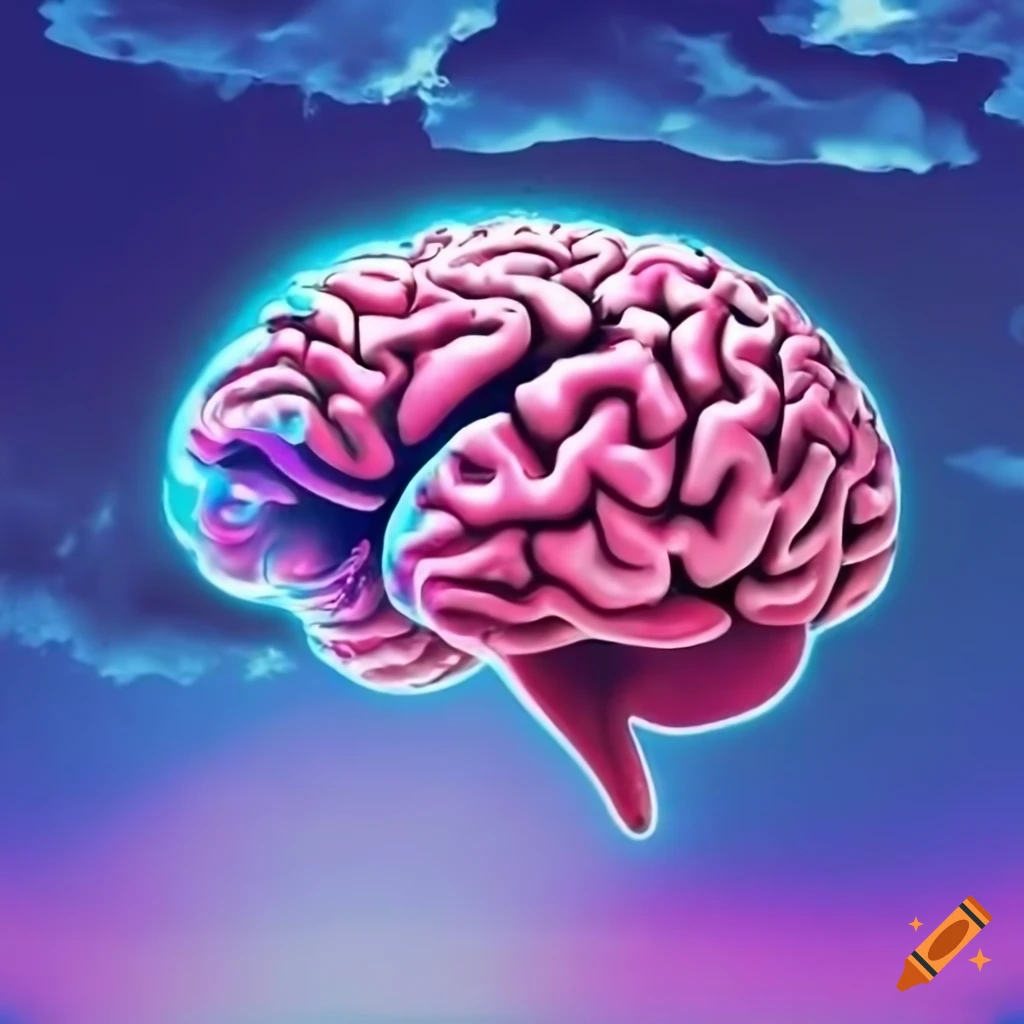 Brain wearing graduation cap with confetti on Craiyon