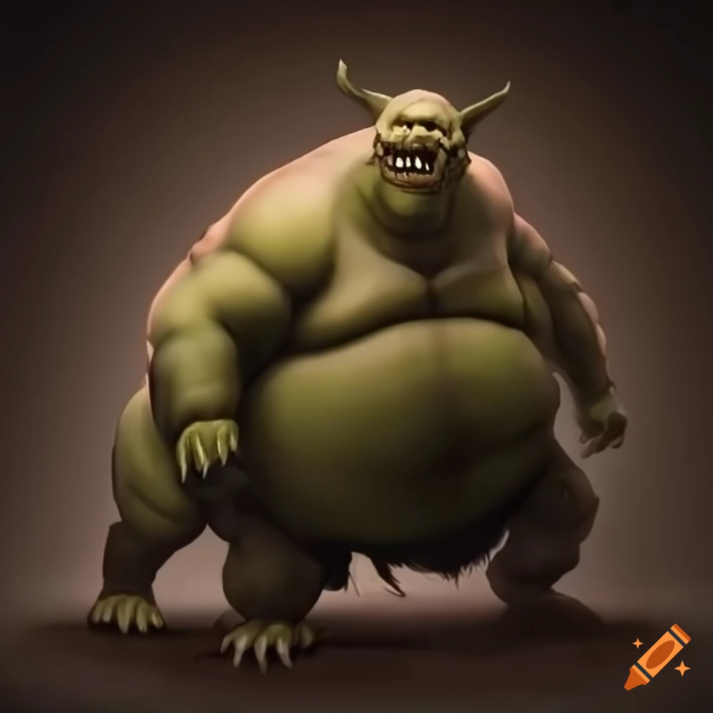 Side-view of a mean ogre-monster running on Craiyon