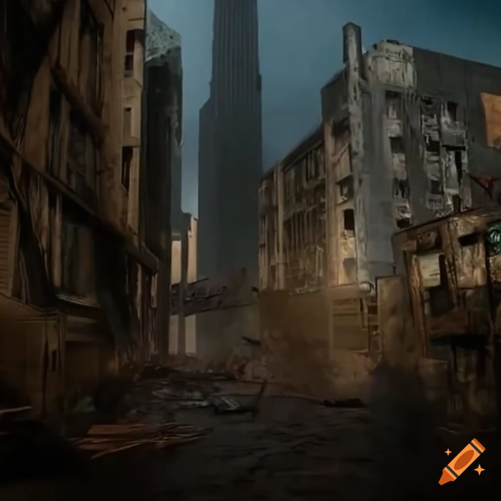 Post-apocalyptic cityscape from half life 2 on Craiyon