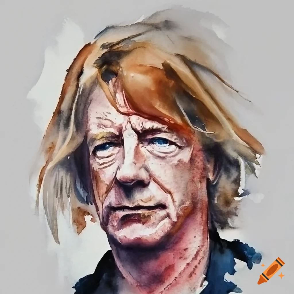 Realistic watercolor portrait of rick parfitt