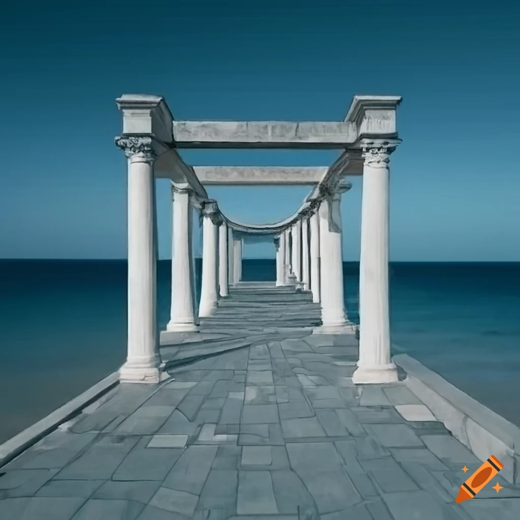 Modern abstract architecture with ocean view on Craiyon