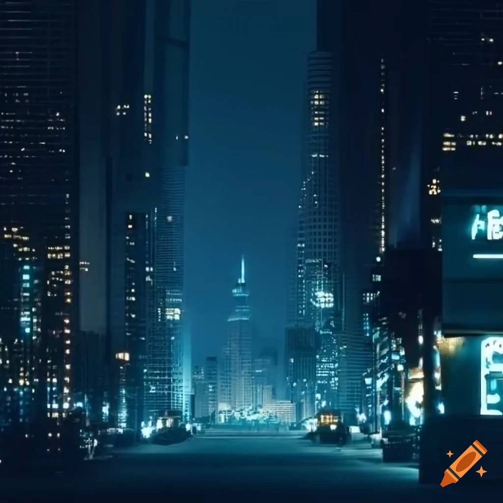 Night view of a futuristic city with vibrant LED lights on Craiyon