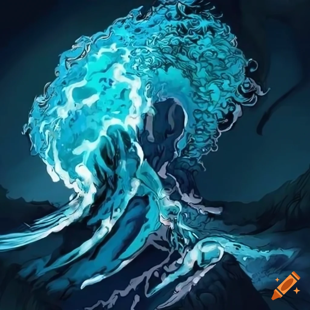 Comic style water wave on Craiyon