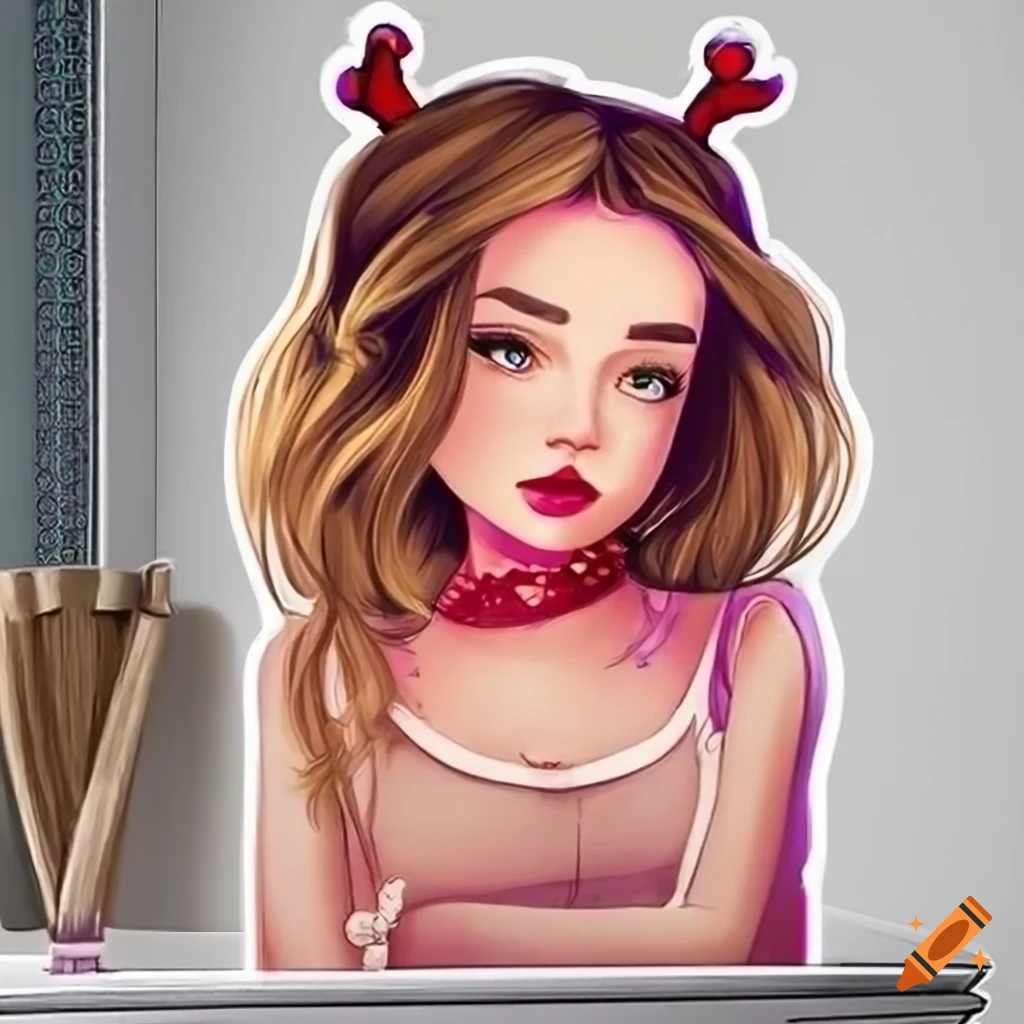 Winter girl digital art sticker on Craiyon