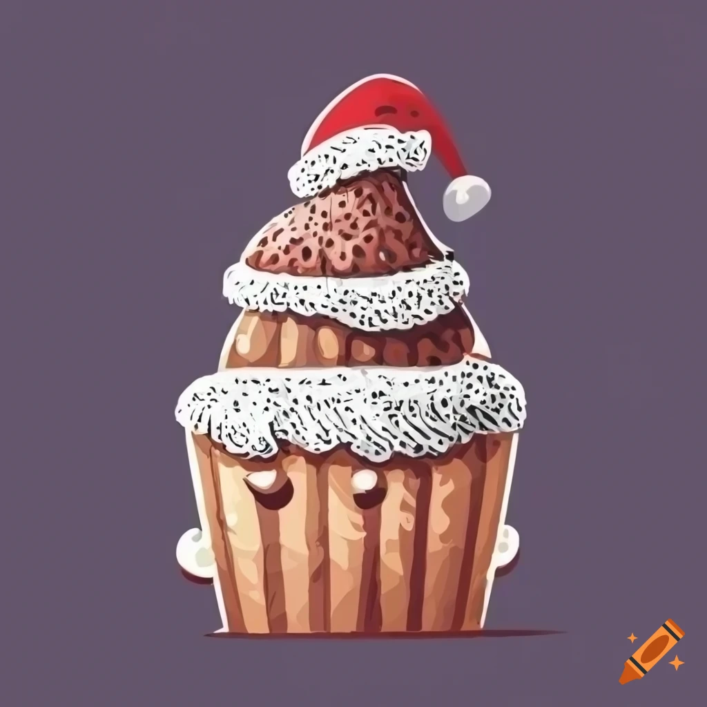 Santa claus baking cakes in black and white vector art