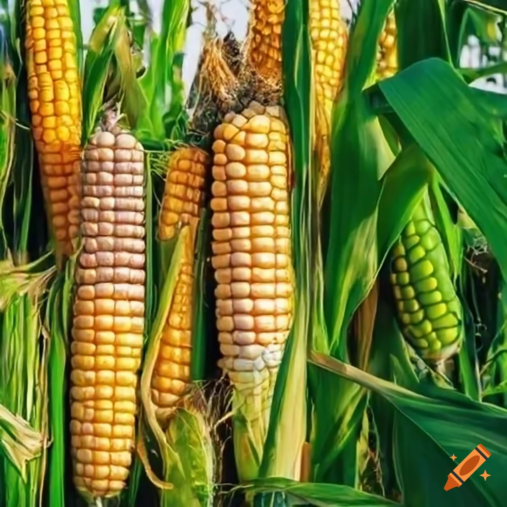 Backyard scene with indian corn plants and wooden fence on Craiyon