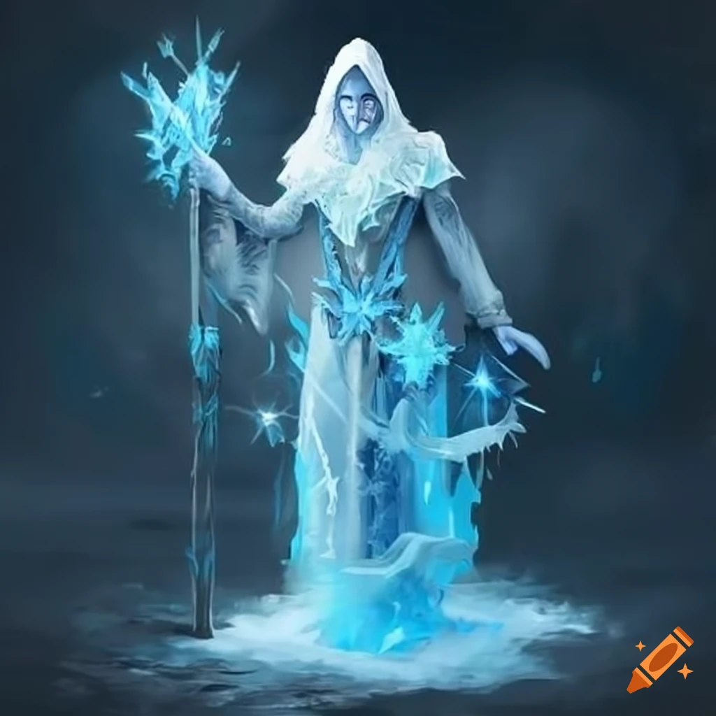 Image of a frost wizard sorcerer on Craiyon