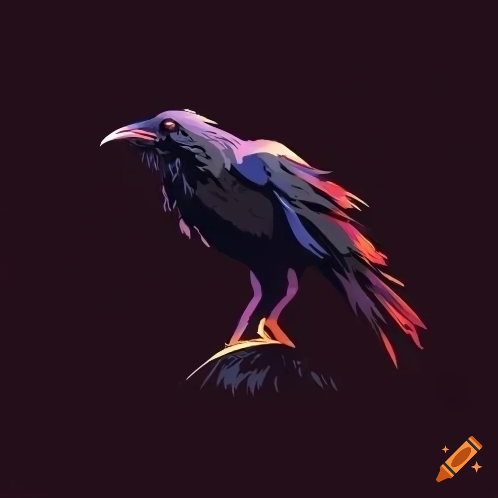 Raven wearing a cowl logo on Craiyon