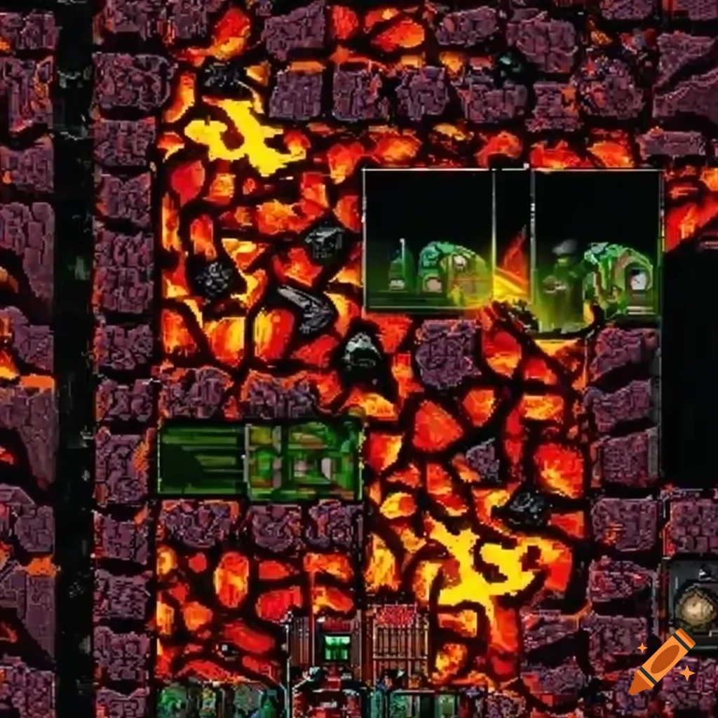 2d platform game with lava tiles on Craiyon