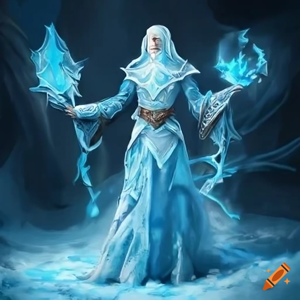 Image of a frost wizard sorcerer on Craiyon