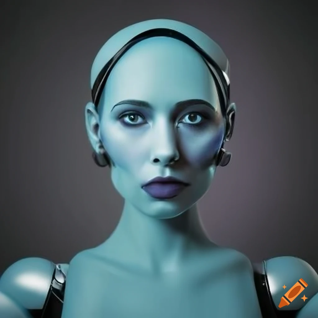 Abstract cubist art of a robot woman