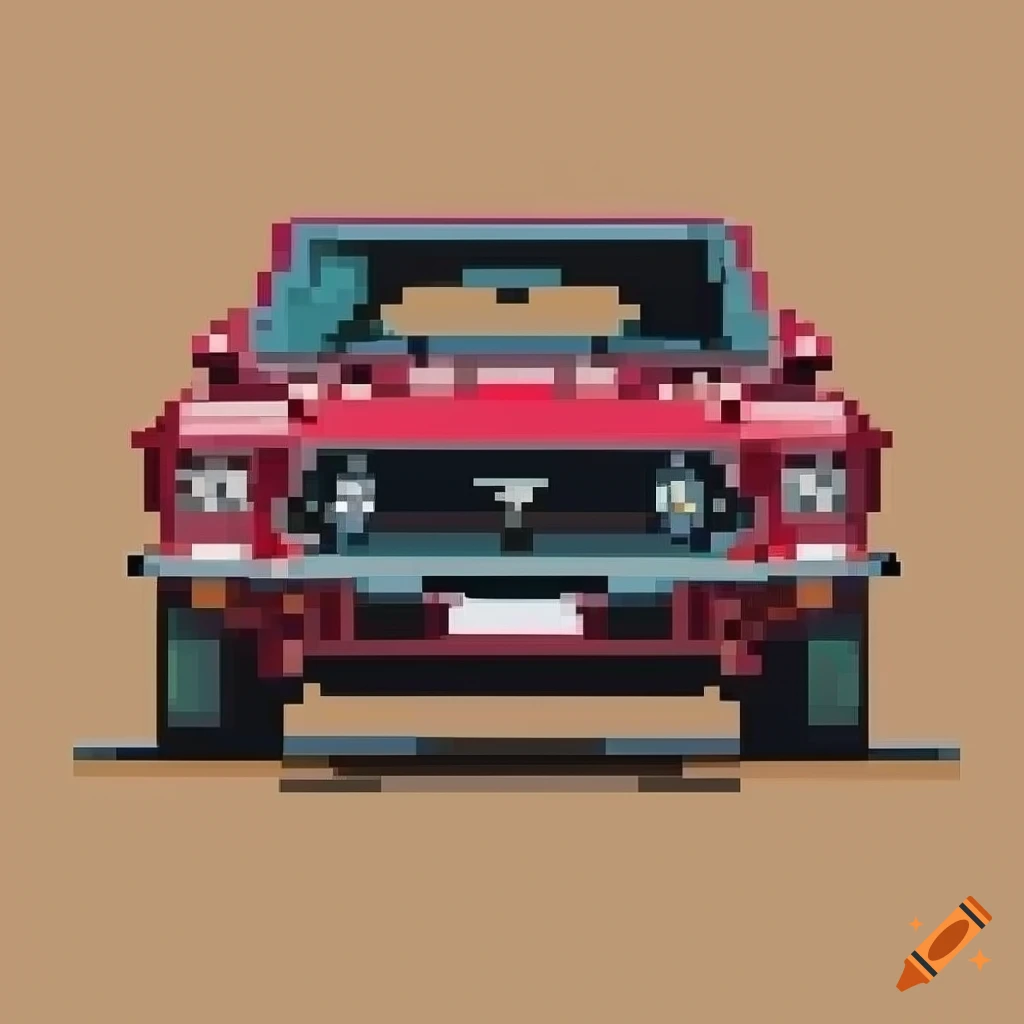 Pixel art of a 1969 ford mustang on Craiyon