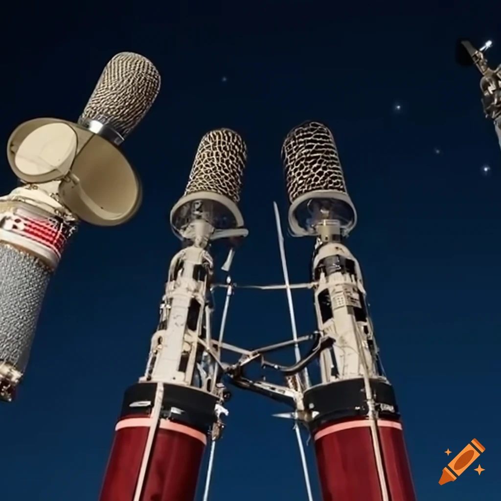 70s-themed space station with musical instruments on Craiyon