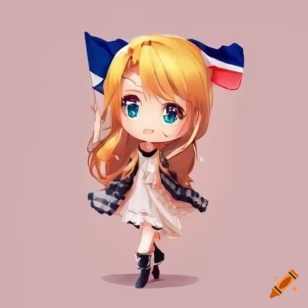 Chibi anime girl with Riviera fashion style outfit on Craiyon