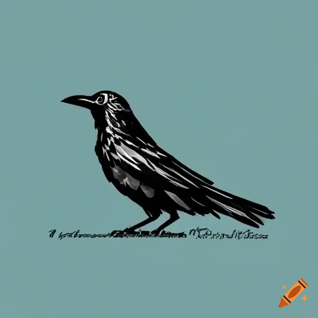 Playful crow logo with keyboard keys on Craiyon