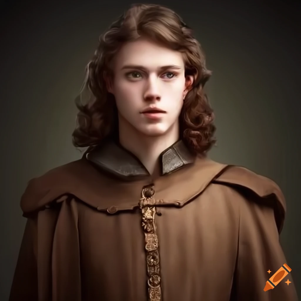 Elegant attire of a young man in medieval times
