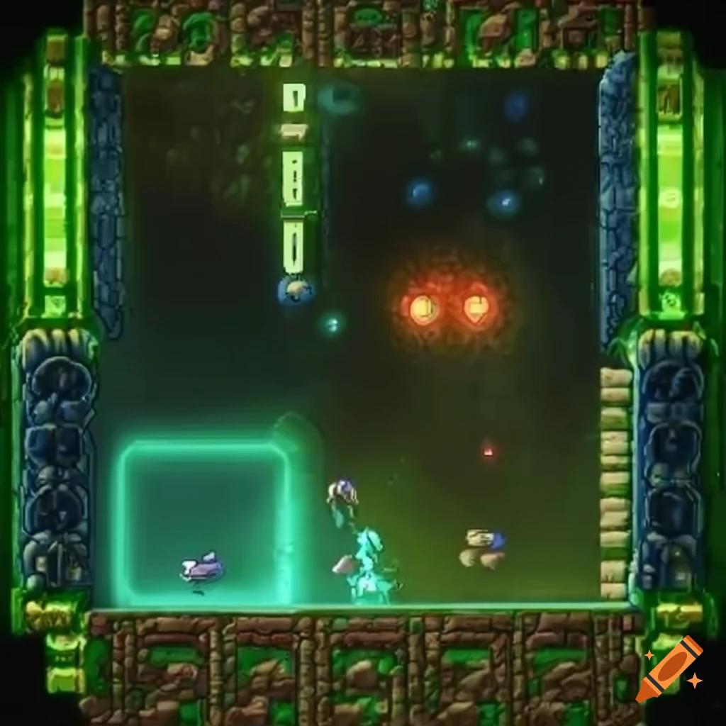 2d platformer game with frosty and slimy bubble tiles on Craiyon