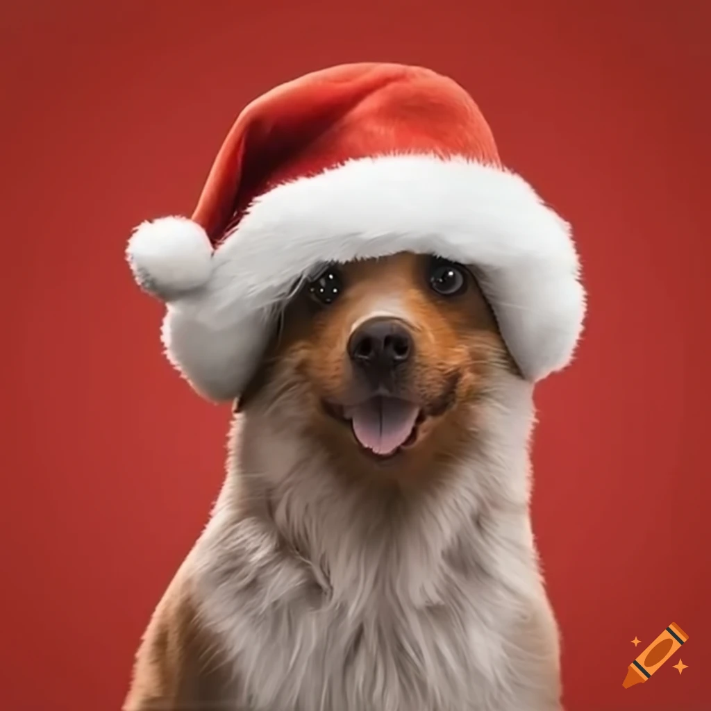 Jack russell dog with a christmas hat wishing a happy new year on Craiyon