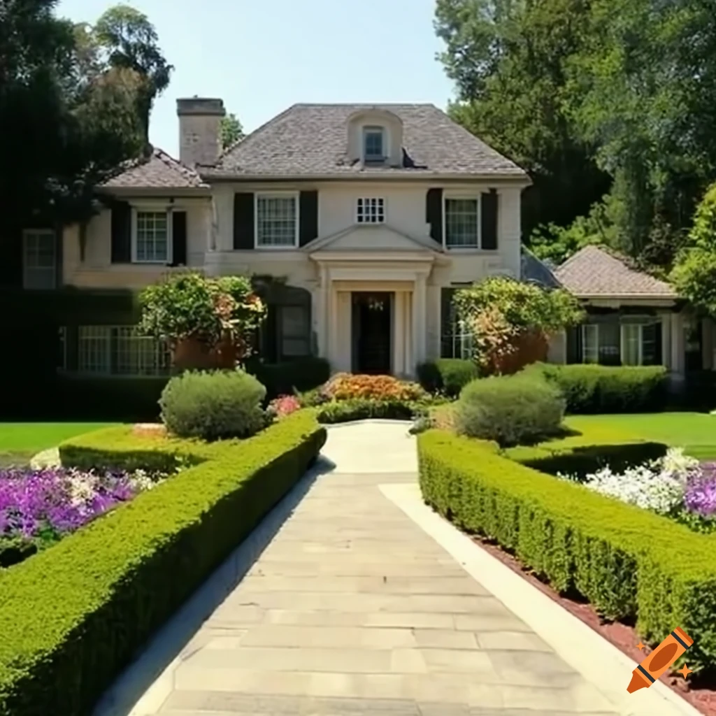 Front view of a beautiful california mansion