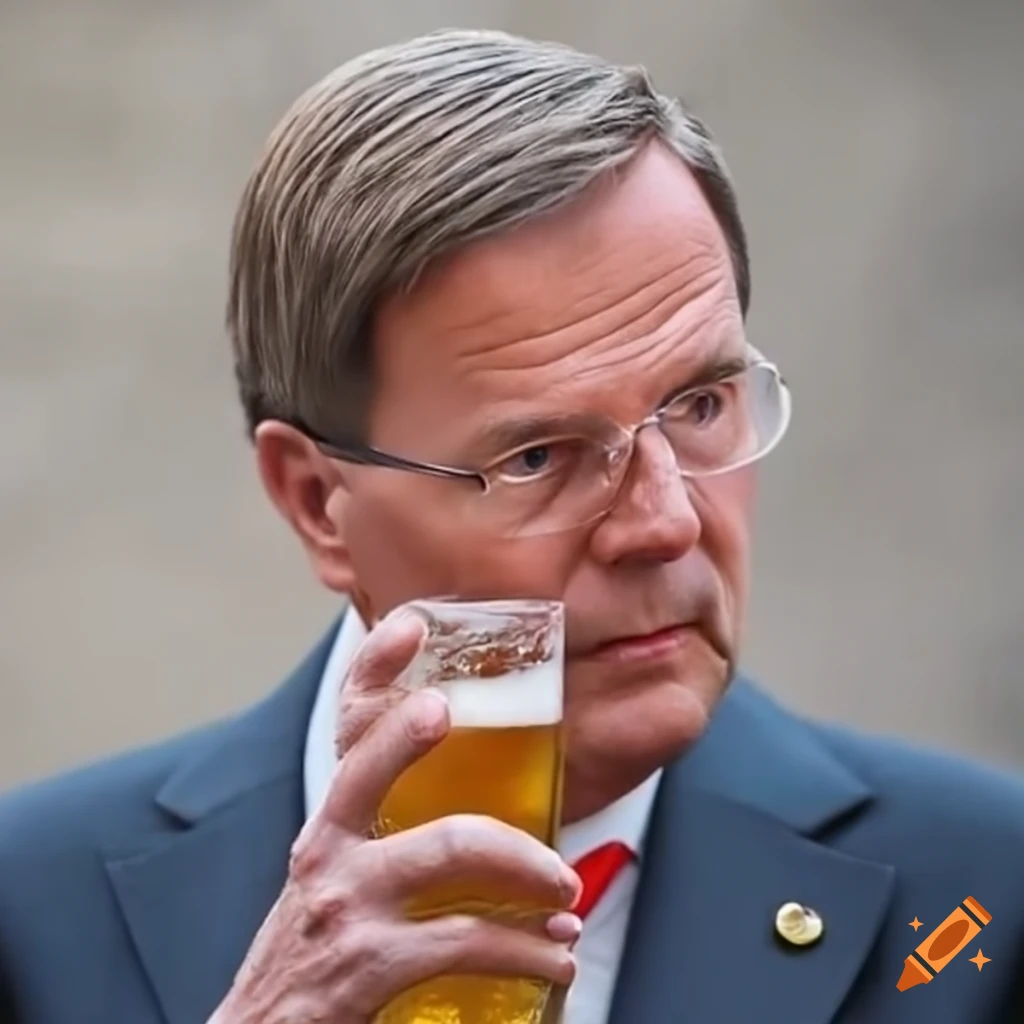 President of the netherlands enjoying a beer on Craiyon