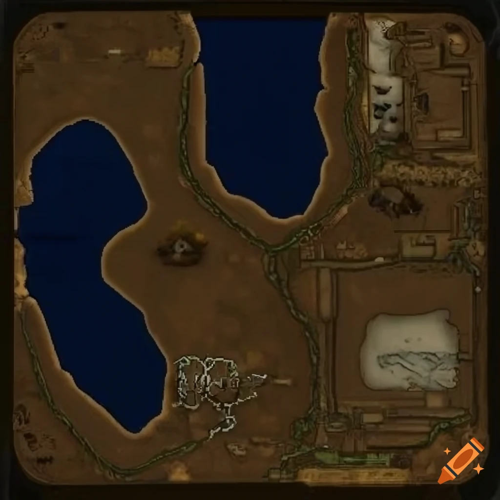 Map of a classic doom game level on Craiyon