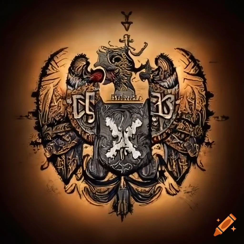 Medieval coat of arms with a giant delicious crepe in the center on Craiyon