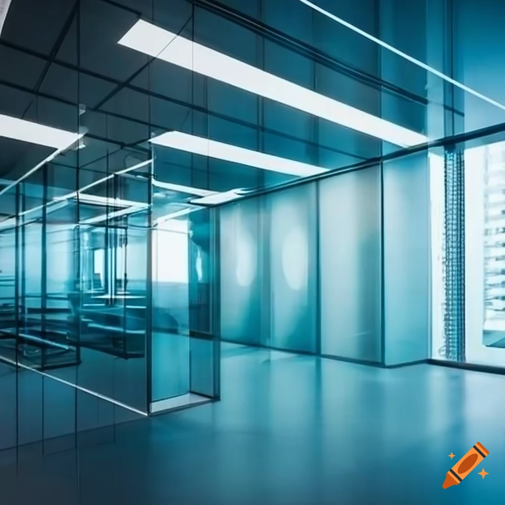 Empty office building with reflections on Craiyon