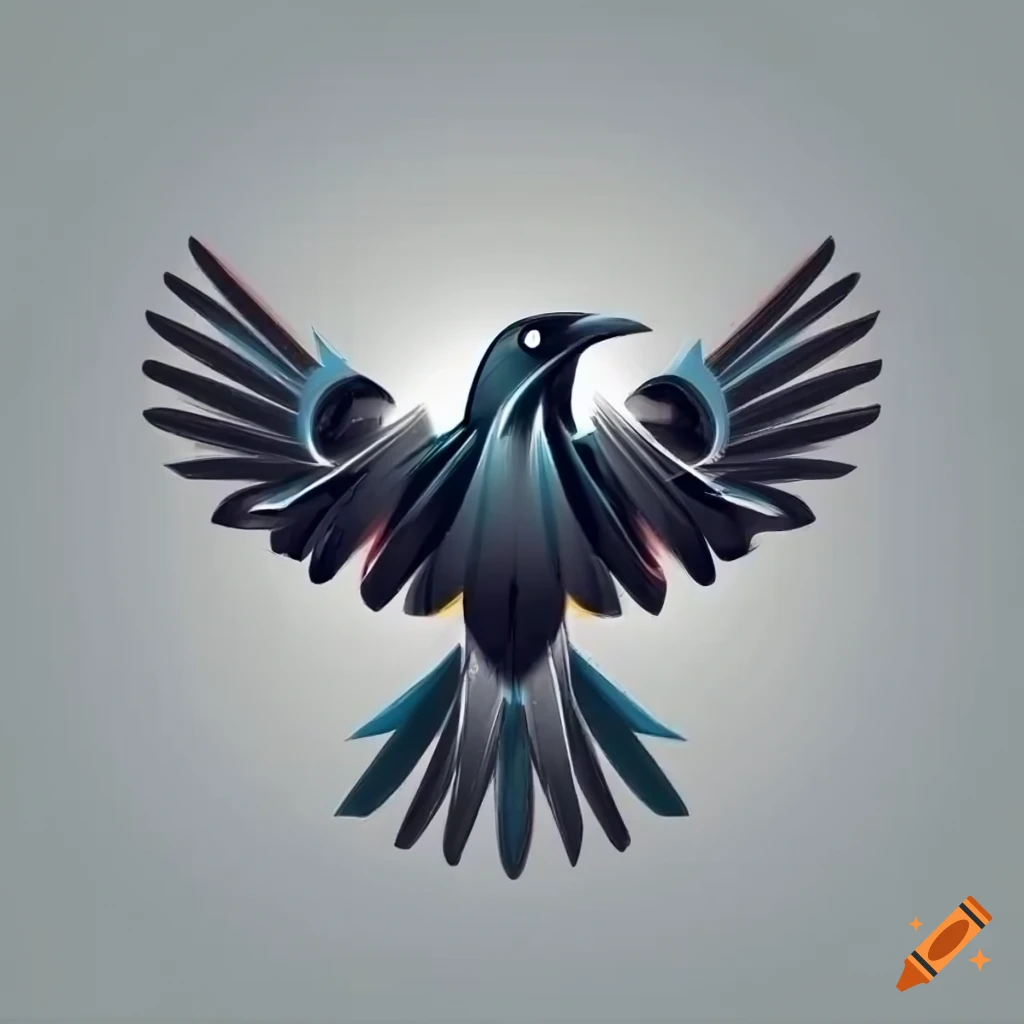 Abstract logo design featuring a crow on Craiyon