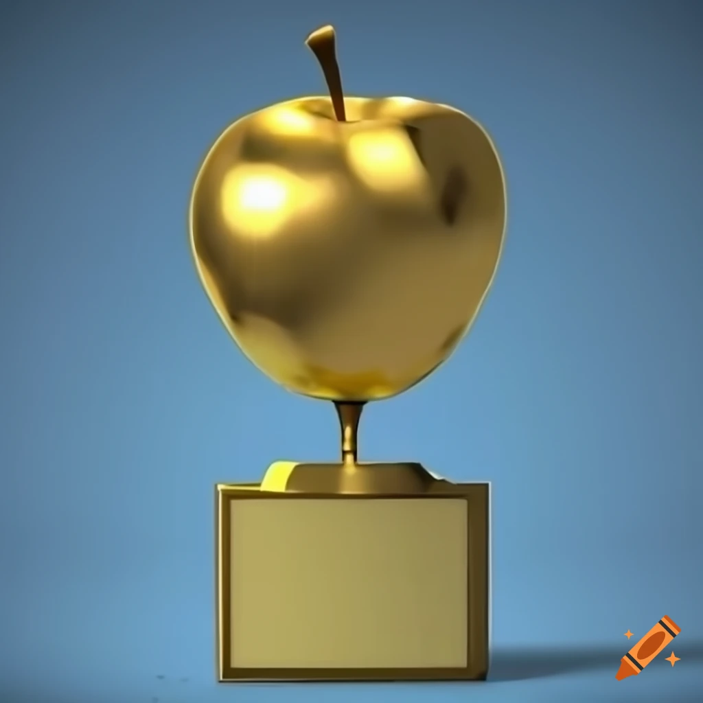 Golden apple man trophy in 3d