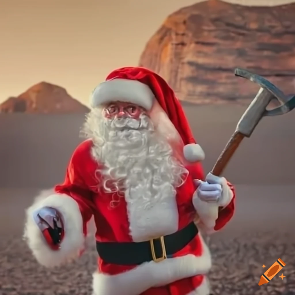 Santa claus exploring rocks in the outback on Craiyon