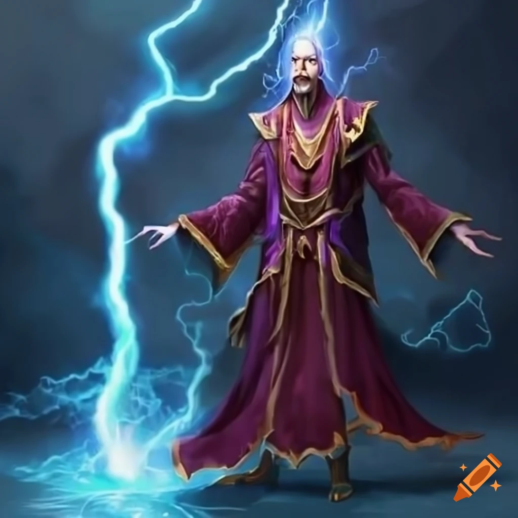 Image of a lightning-wielding sorcerer on Craiyon