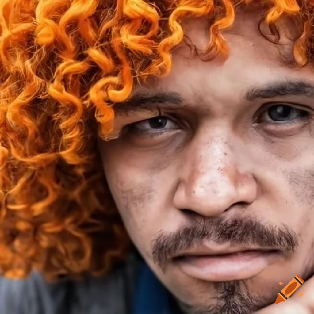 Man with orange curly hair on Craiyon