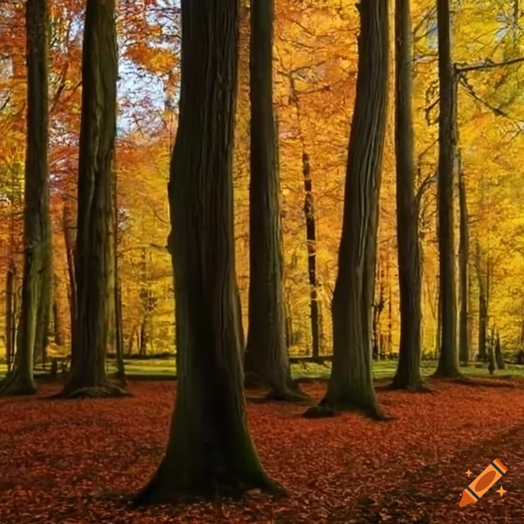 Autumn forest with vibrant colors and a tiny rivulet on Craiyon